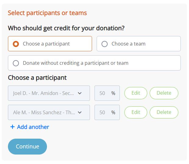 How can I split my donation between more than one participant? – DoJiggy Knowledge Base