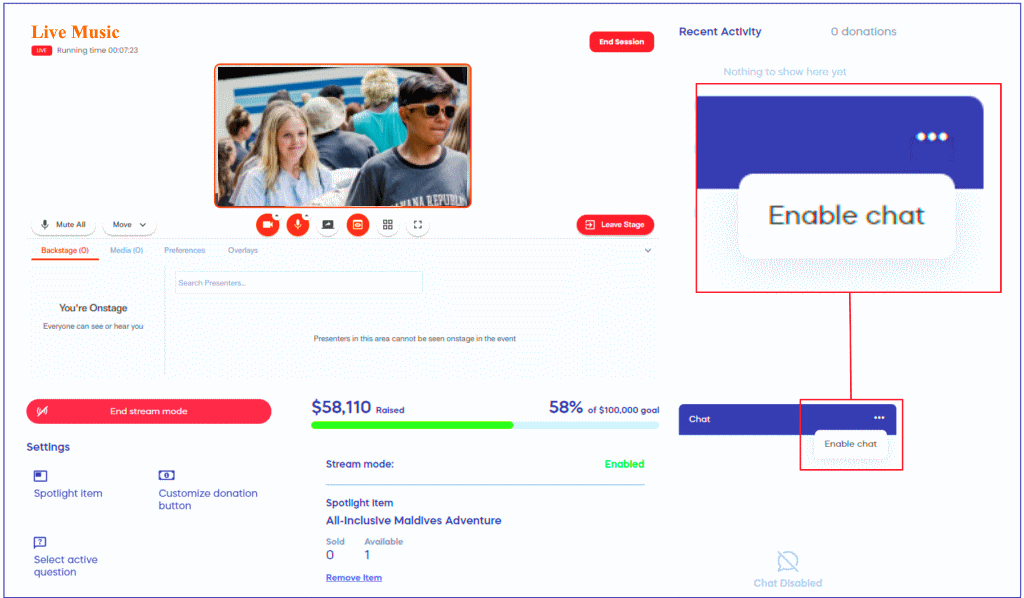 Enable or Disable the Livestream Chat Feature – DoJiggy Knowledge Base